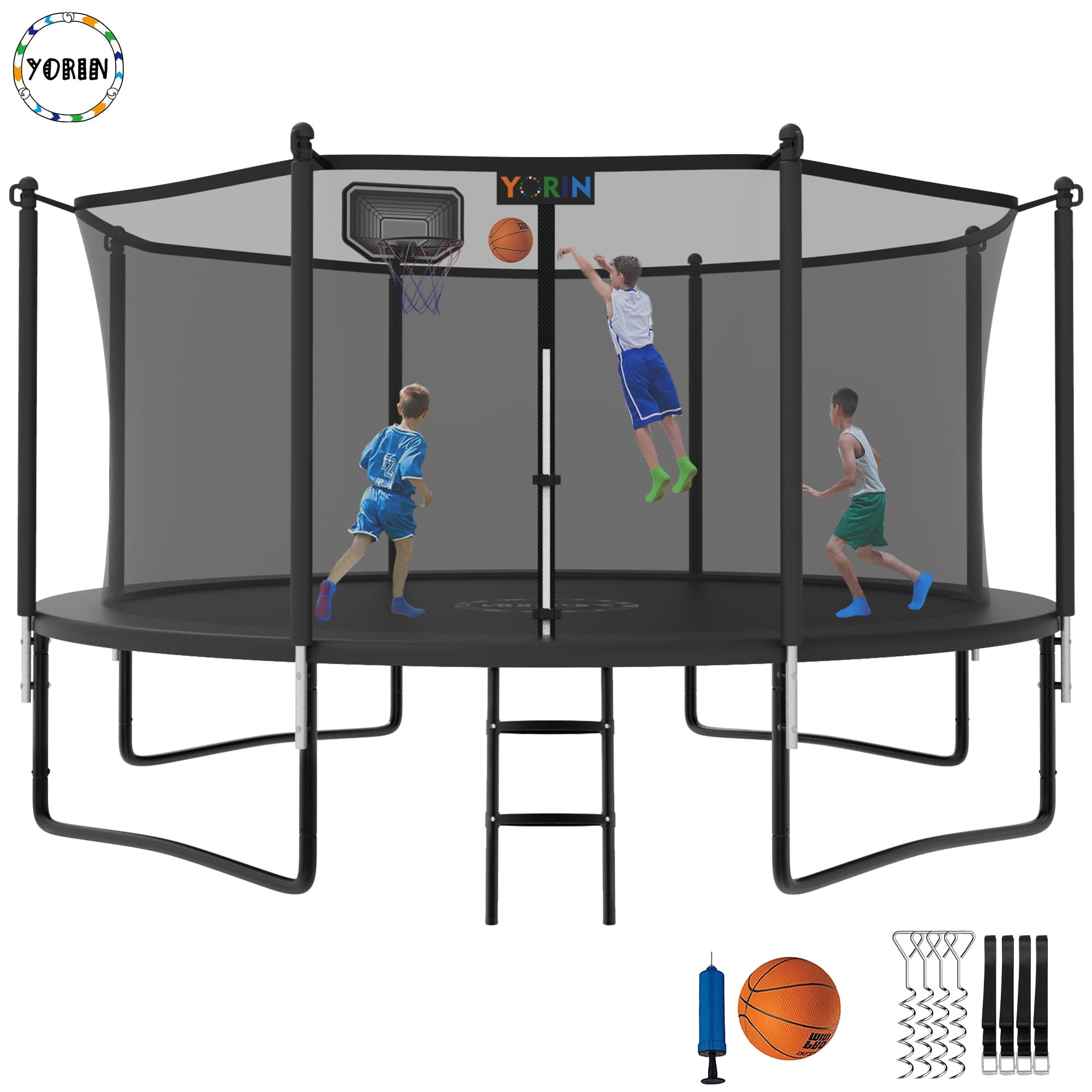 YORIN 12FT Trampoline for Kids & Adults, 1200LBS with Enclosure Net ...