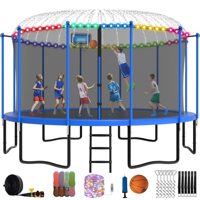 YORIN Trampoline with Enclosure Net, 1500LBS 16FT Trampoline for 8-9 ...