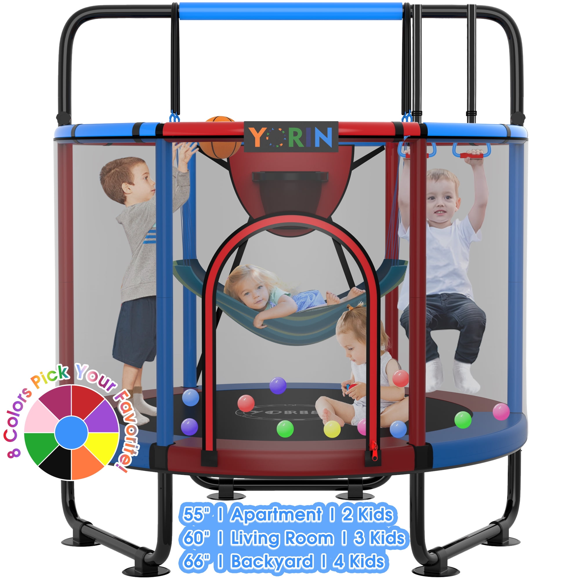 YORIN Trampoline for Kids, 55'' Mini Trampoline for Toddlers with Swing ...