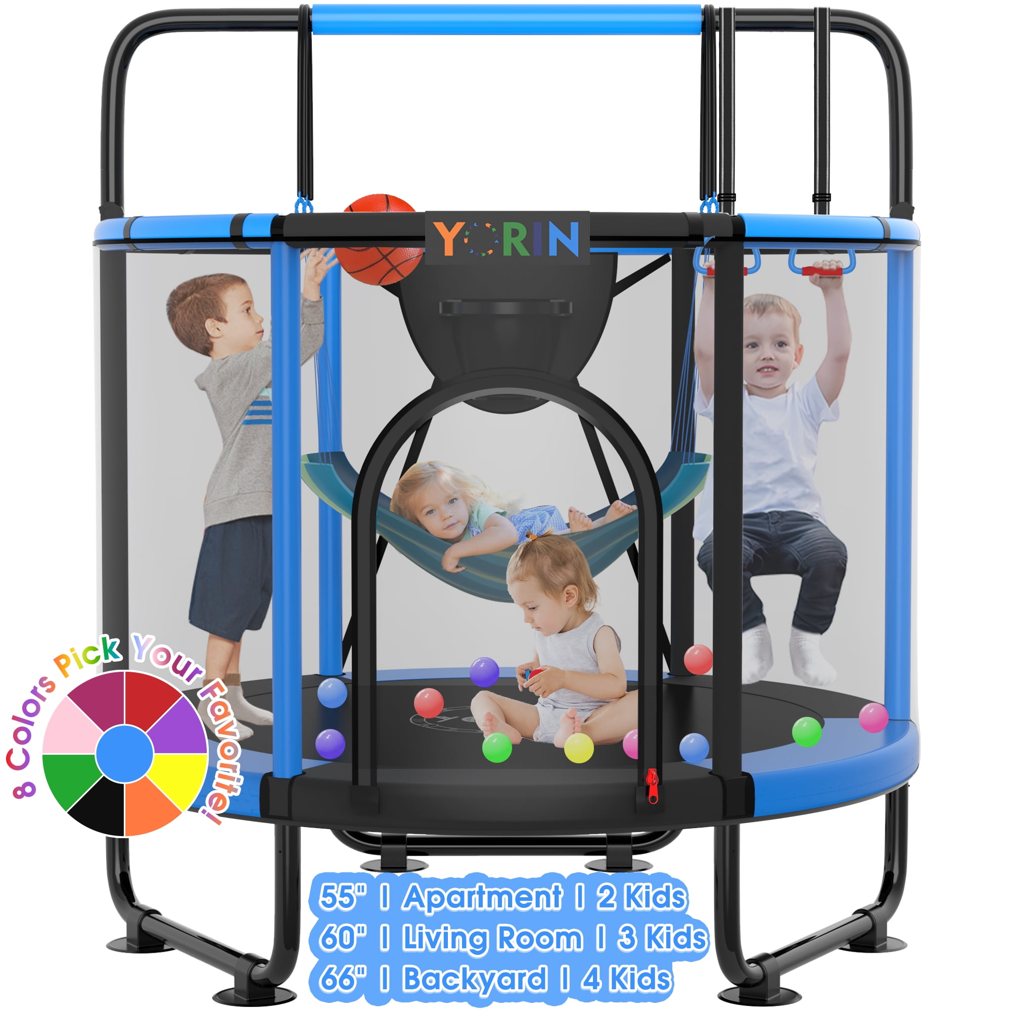 YORIN Trampoline for Kids, 55'' Mini Trampoline for Toddlers with Swing ...