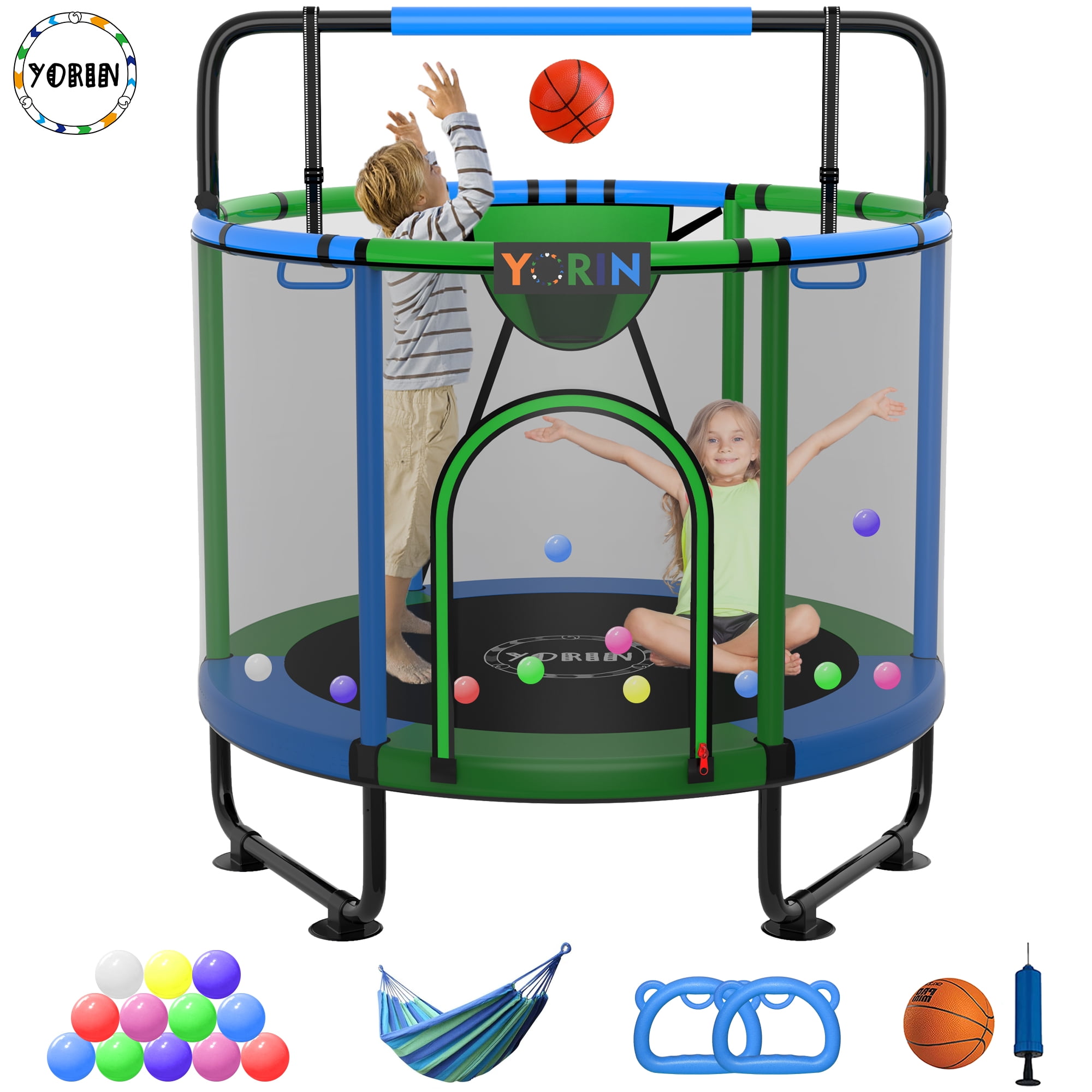 YORIN Trampoline for Kids, 60'' Toddler Mini Trampoline with Enclosure ...
