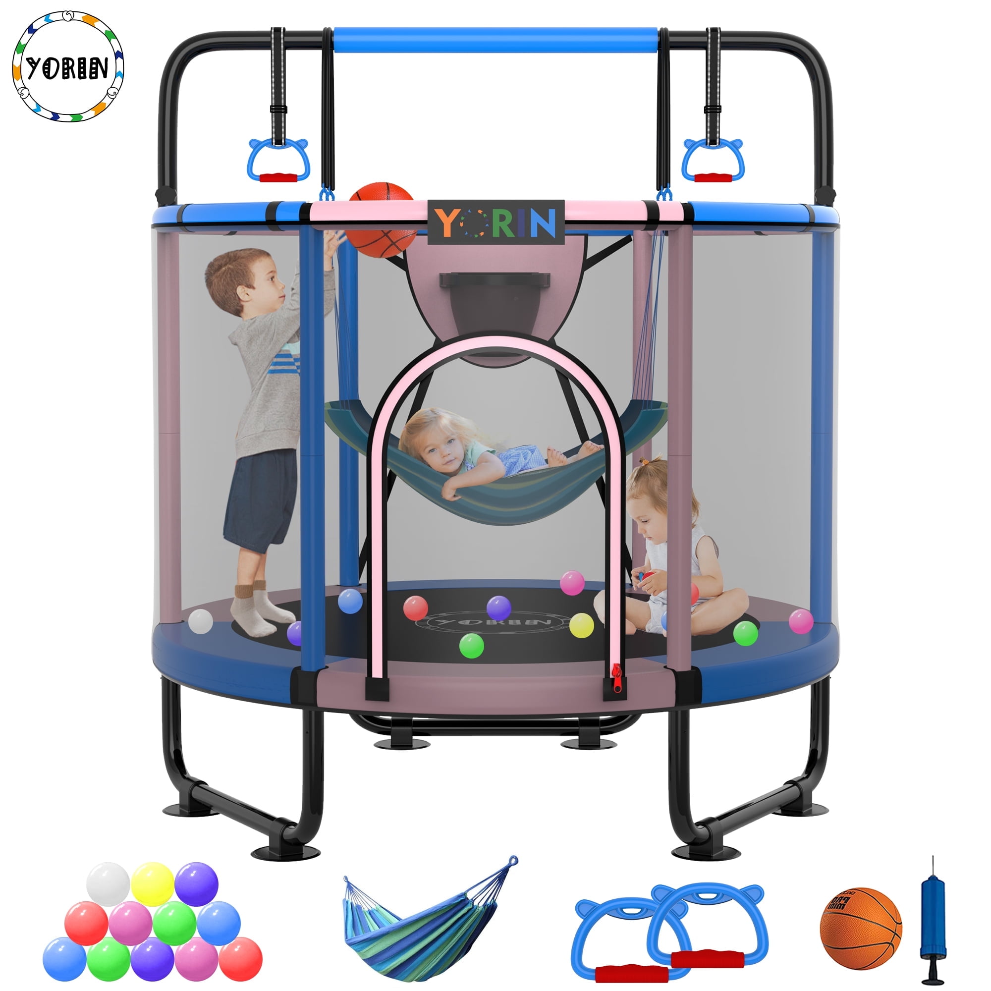 YORIN Trampoline for Kids, 60'' Toddler Mini Trampoline with Enclosure ...