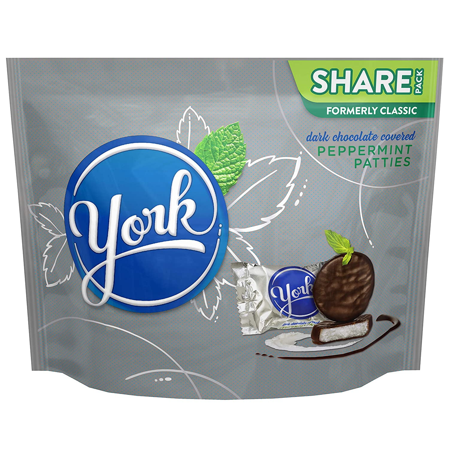 YORK Miniatures Dark Chocolate Peppermint Patties Candy, Mint Bag, 10.1 ...