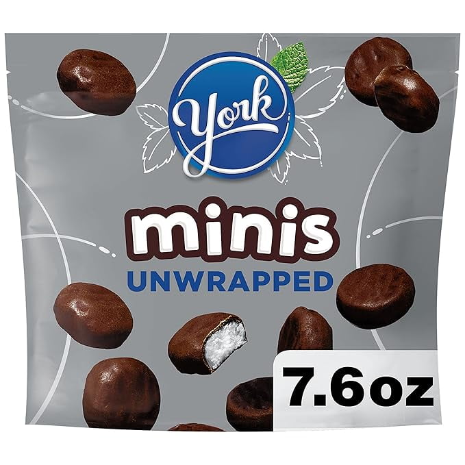 YORK Minis Unwrapped Dark Chocolate Peppermint Patties, Candy Bag, 7.6 ...