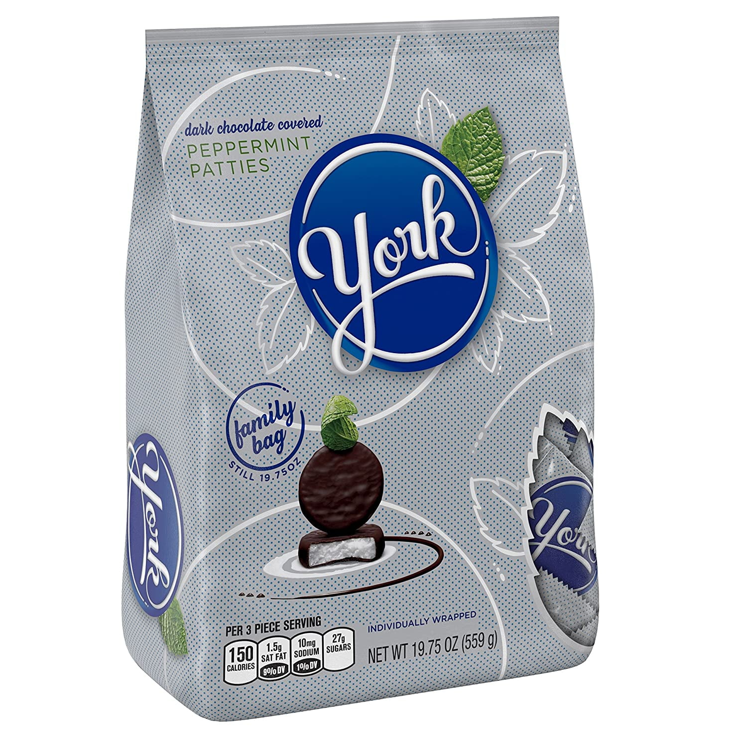 YORK Peppermint Patties Dark Chocolate Covered Mint Candy, 19.75 Oz ...