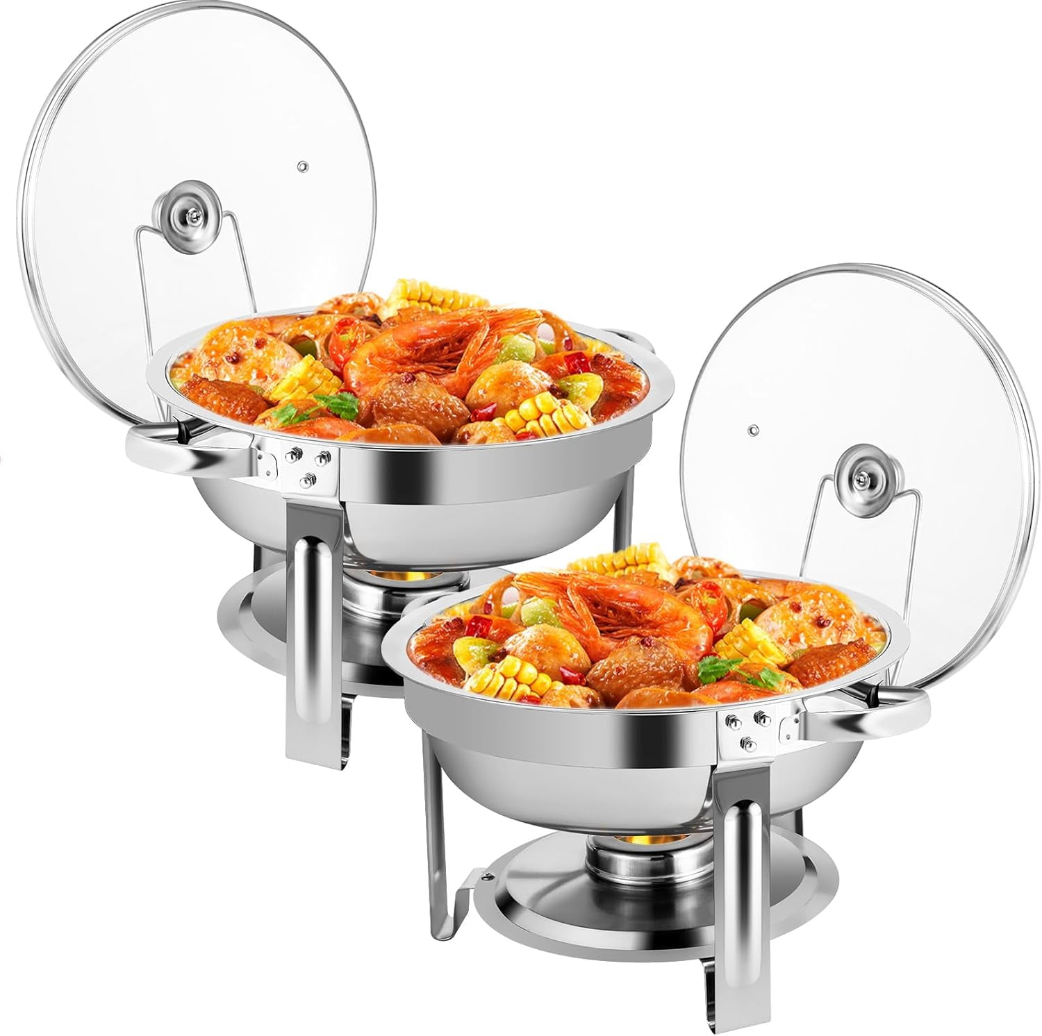 YORKING 2 Pack 4QT Chafing Dish Buffet Set, Round Chafing Dish Buffet ...