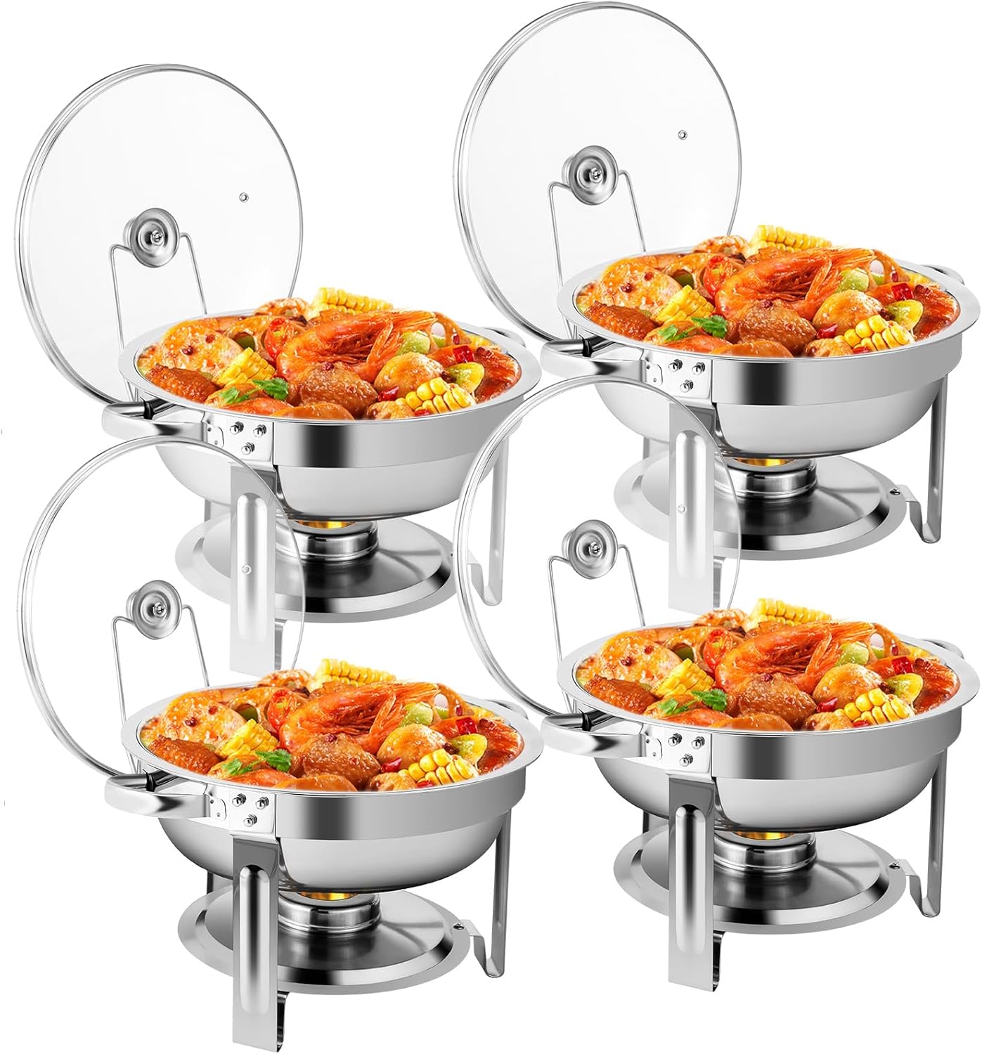 YORKING 4 Pack 4QT Chafing Dish Buffet Set, Round Chafing Dish Buffet ...