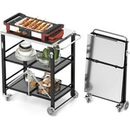Nexgrill Outdoor Stainless Steel Food Prep Cart with Double Shelves and ...