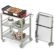 Nexgrill Outdoor Stainless Steel Food Prep Cart with Double Shelves and ...