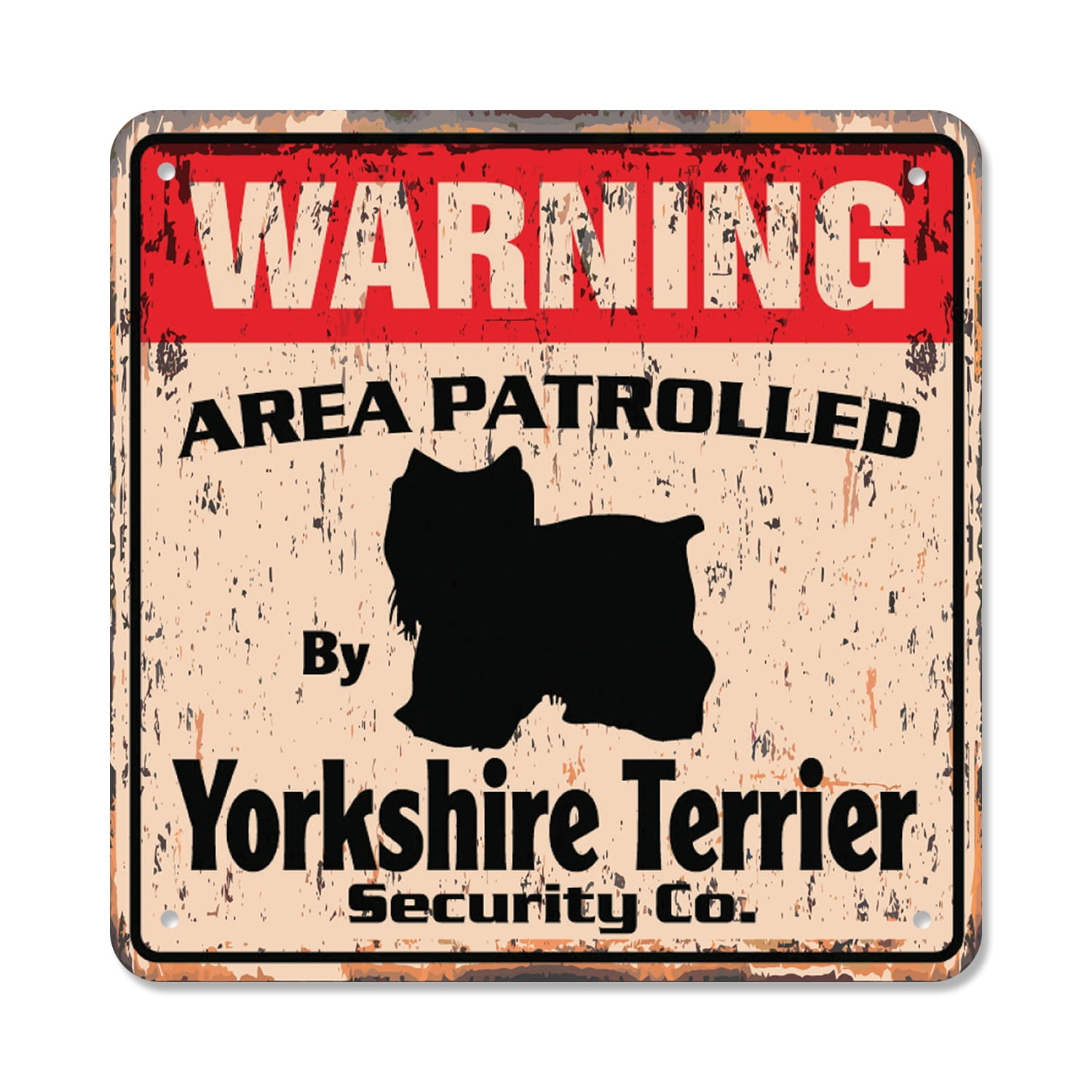 YORKSHIRE TERRIER Vintage Security Sign Area Patrolled dog Yorkie guard ...