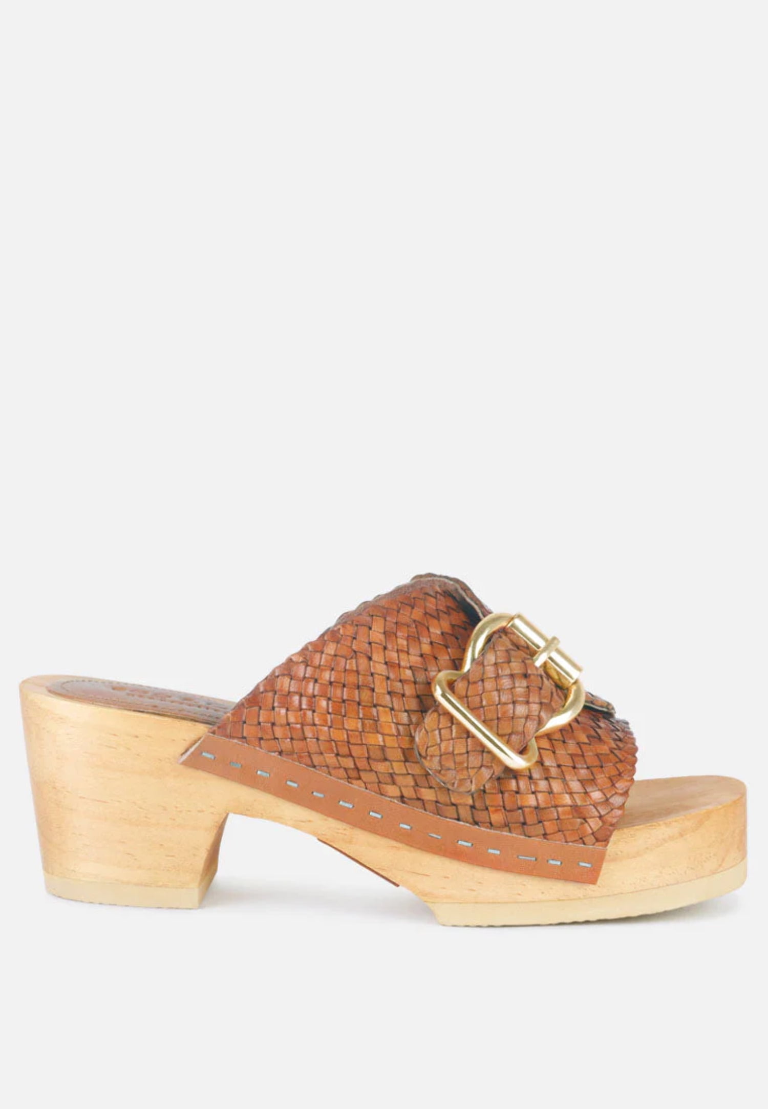 YORUBA Braided Tan Leather Buckled Slide Clogs - Walmart.com