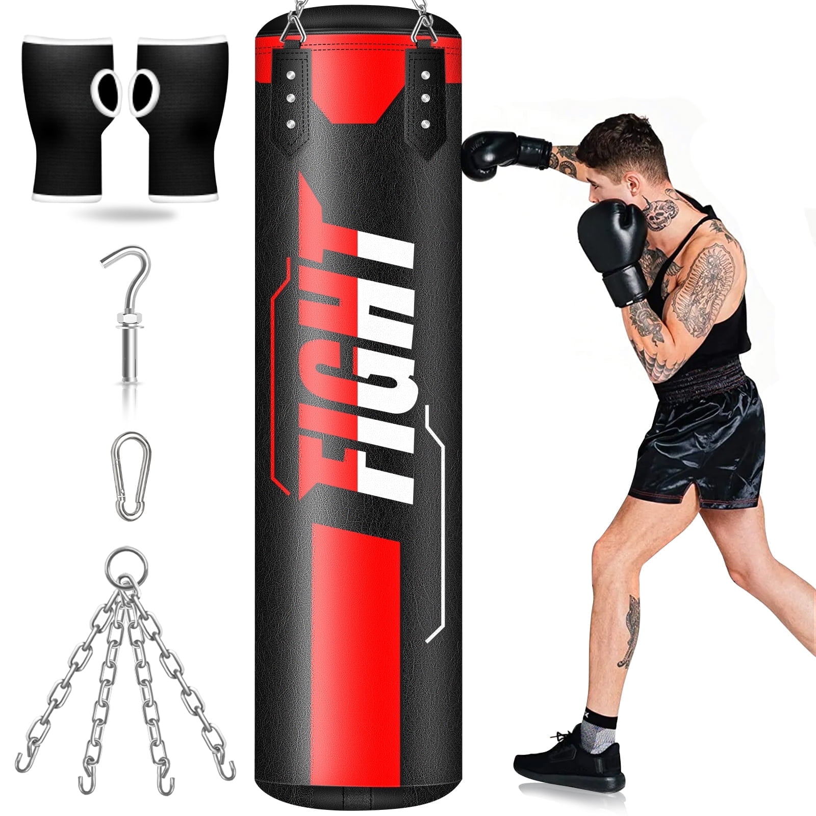 YORWHIN Punching Bag Hanging for Adults, 4FT PU Heavy Boxing Bags with ...
