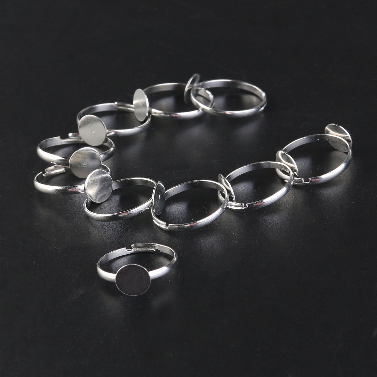 YOSADIER 10Pack Adjustable Rings Silver Plated Iron for Craft ...