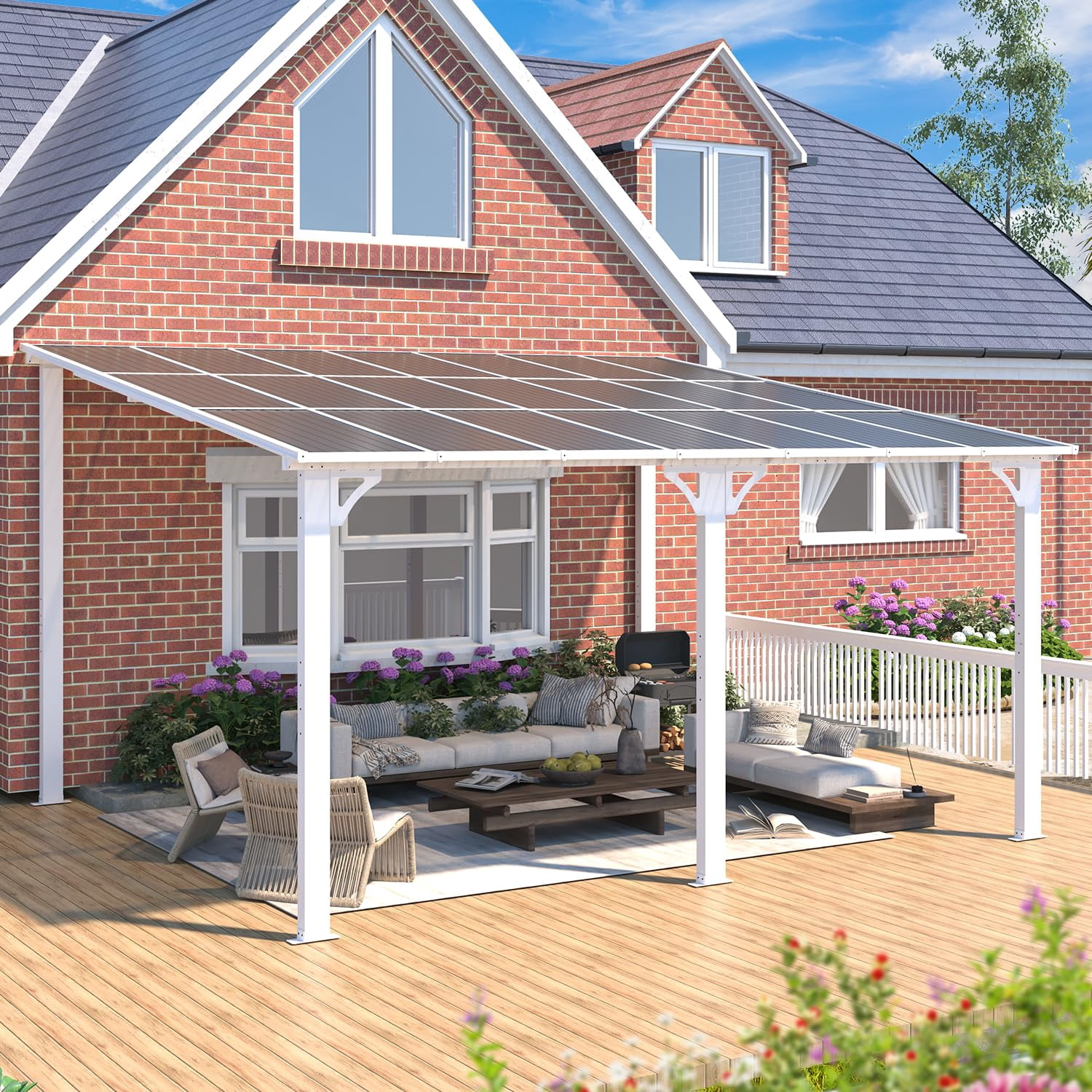 YOSADIER 12' x 14' Wall Mounted Gazebo Pergola, Lean-to Awnings for ...