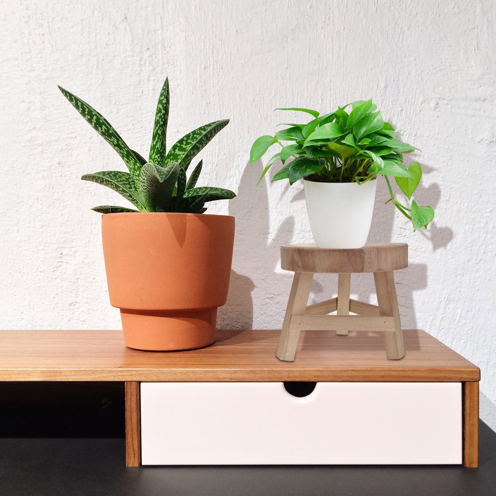 YOSADIER 1Pack Beige Wood Color Round Tabletop Flowerpot Base for ...
