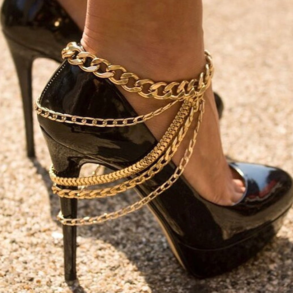 YOSADIER 1Pcs Layered Anklet Chain Decor Punk Style Female Ankle ...