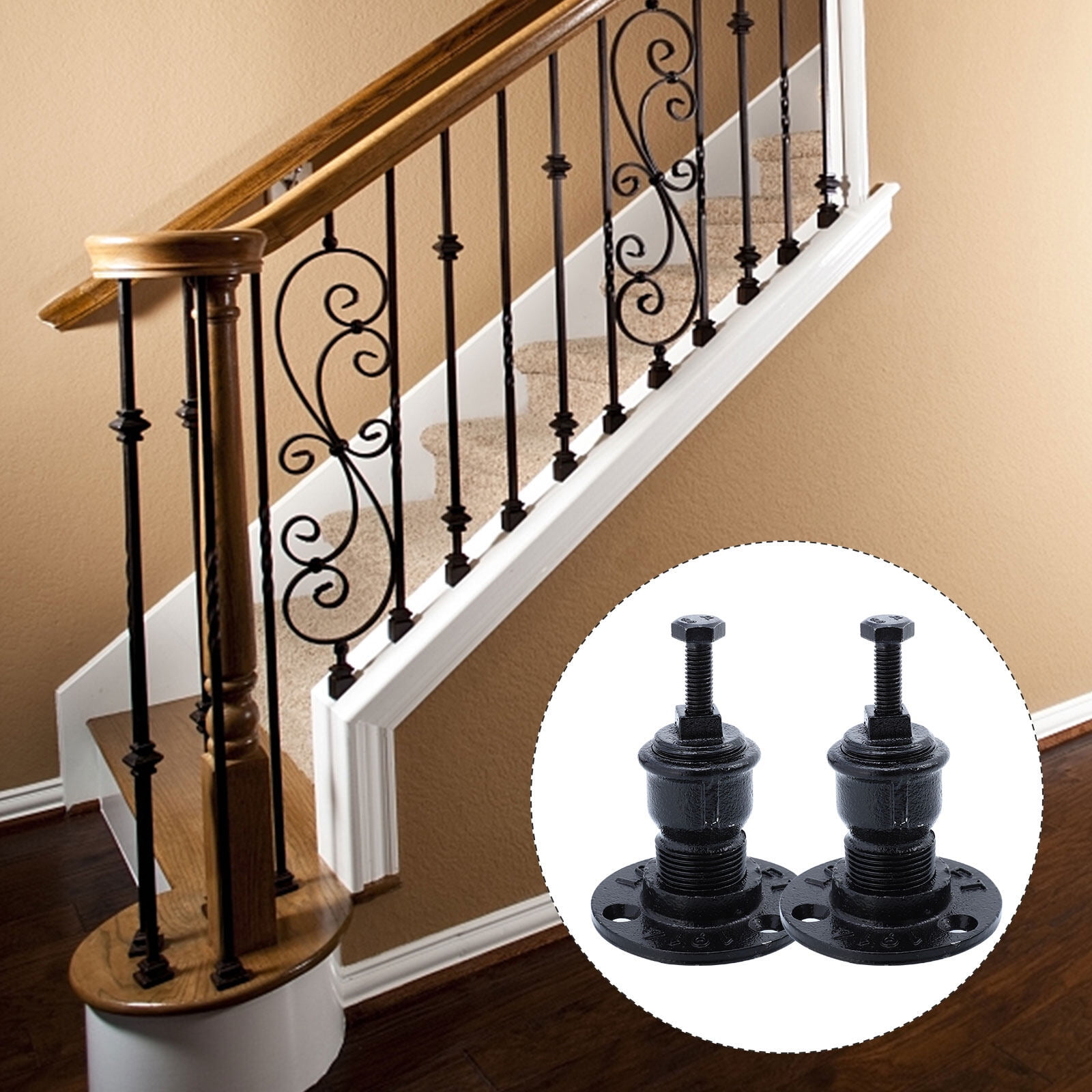 YOSADIER 2Pcs Black Iron Handrail Holder Bracket for Stair Railing ...