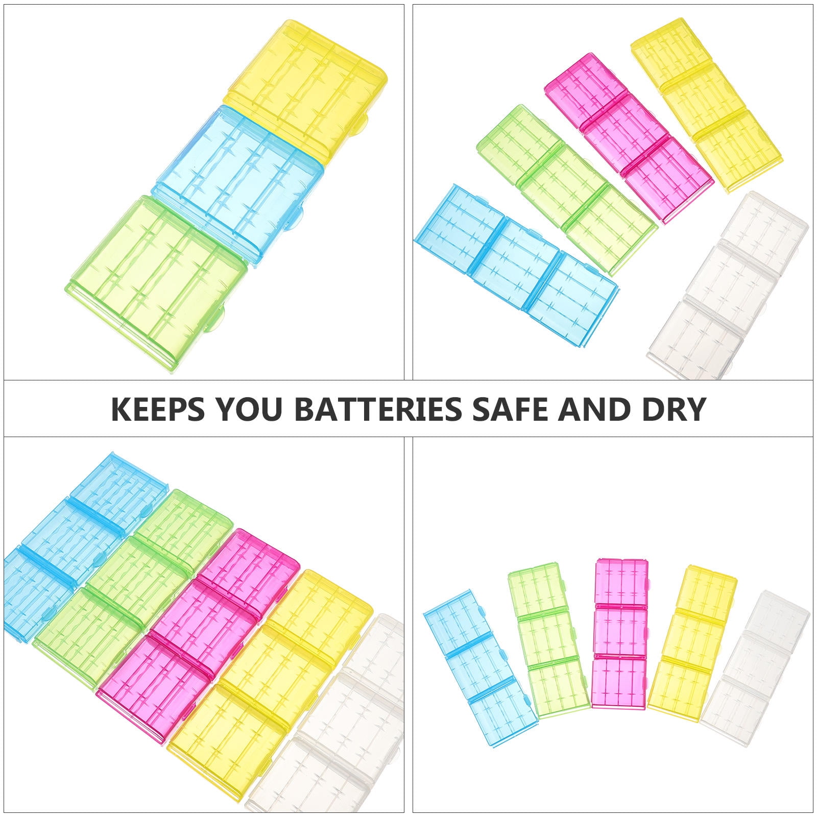 YOSADIER 30Pcs Assorted Color Square Battery Storage Case for Batteries ...