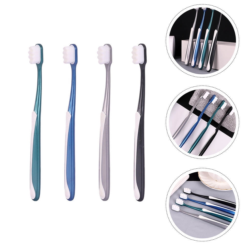 YOSADIER 4Pcs Soft Toothbrushes for Adults in Assorted Color with Large ...