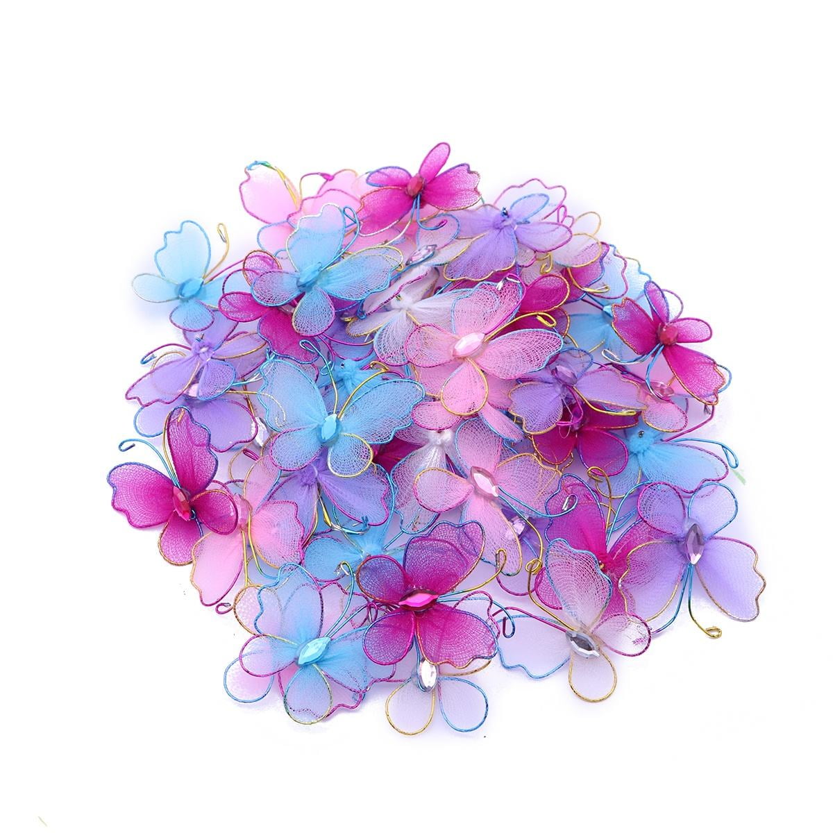 YOSADIER 50Set Butterfly Decorations Stocking Assorted Color Mesh Wire ...