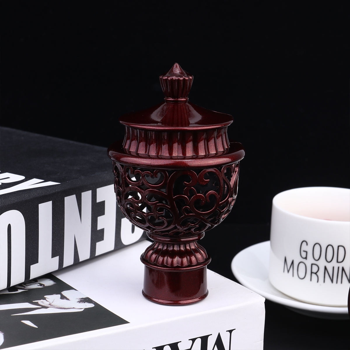 YOSADIER 6Pack Red Curtain Rod End Plastic Hollow Decorative Finial for ...