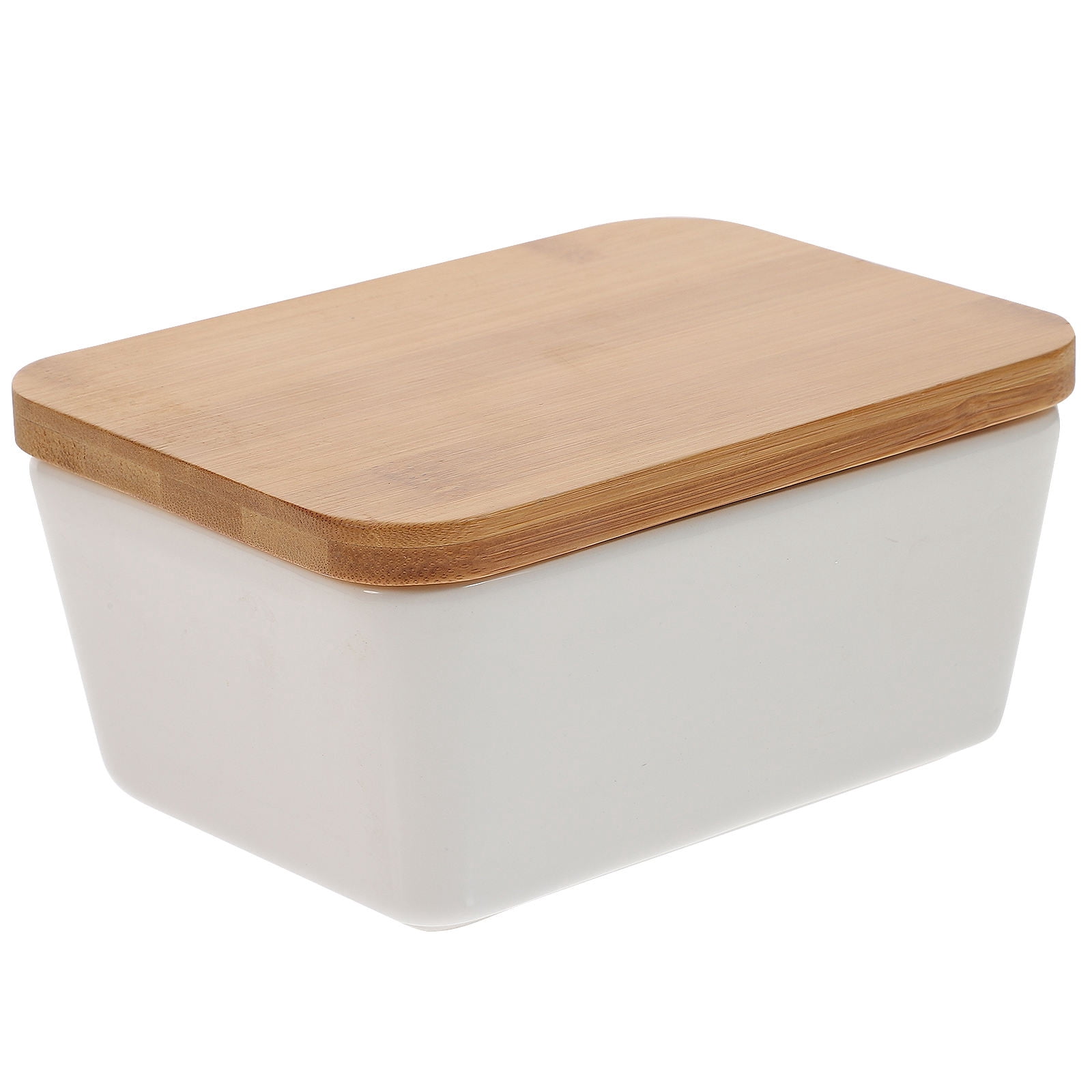 YOSADIER Butter Dish with Cover 1Pcs 6.0X3.6X2.9in Ceramic Wood Rustic ...