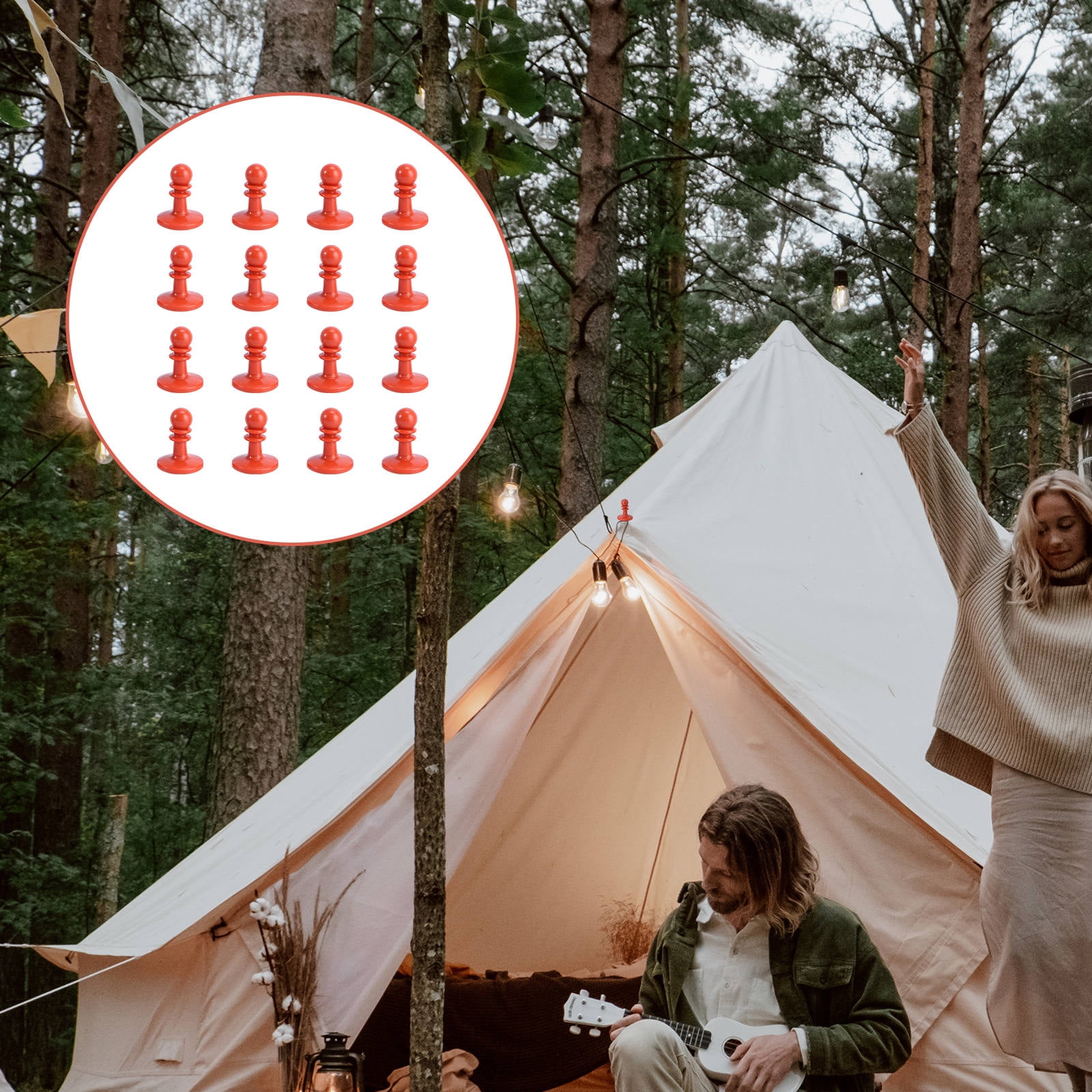 YOSADIER Camping Pole Hat 16Pack Red Plastic Tent Proof Caps for ...