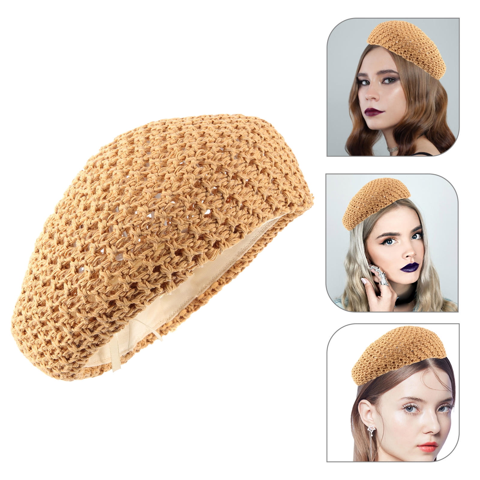 YOSADIER Beret Cap for Women Straw Lightweight Breathable Women ...