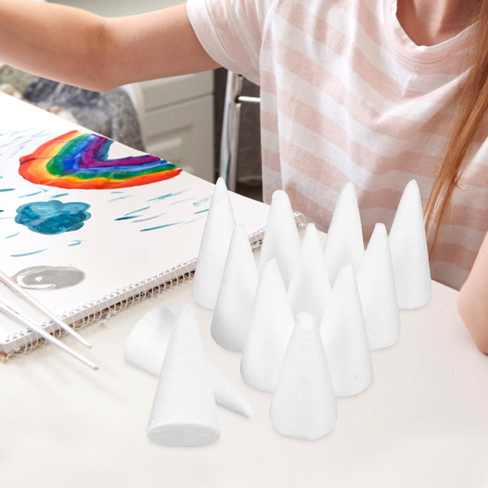 YOSADIER Cone Crafting 12Pcs White Foam Cone for All Ages and Winter ...