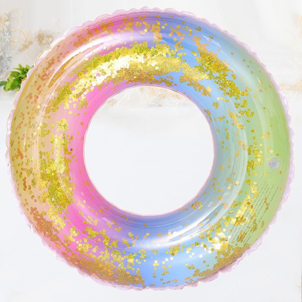YOSADIER Rainbow Color PVC Swimming Ring for Adults Easy to Inflate and ...