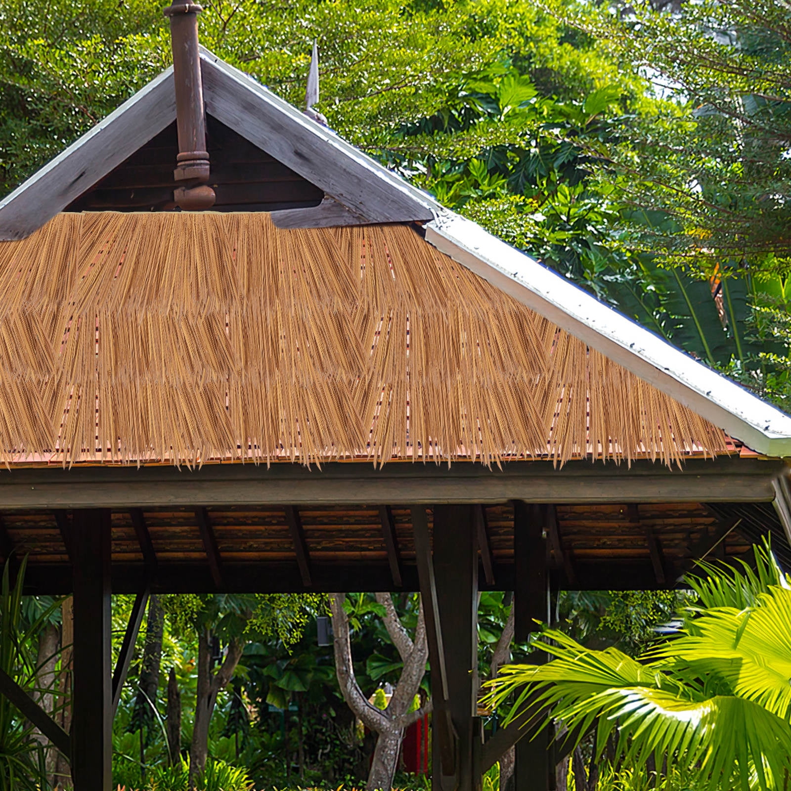 YOSADIER Synthetic Thatch Grass Roof Light Brown PE, Fire-Resistant ...