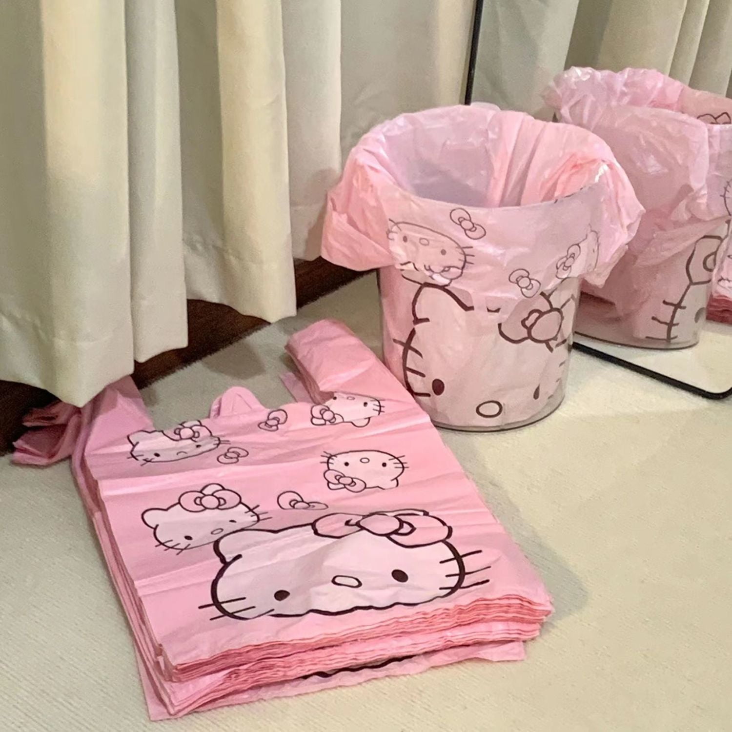 YOSENING 100-Pack Kawaii Hello Kitty Cartoon Cat Trash Bags - Plastic ...
