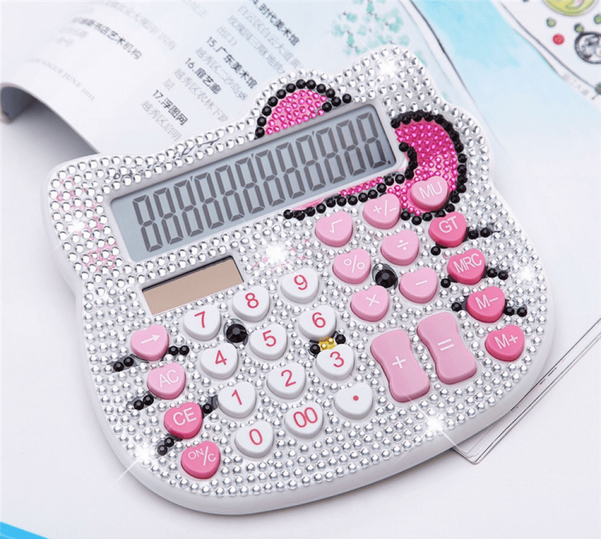 YOSENING Kawaii Cartoon Hello Kitty Calculator - 12-Digit LCD Display ...