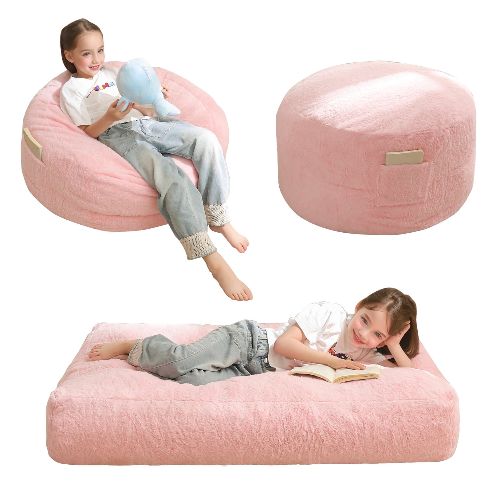 YOSHOOT Folding Foam Chair Bed for Kids, Convertible Bean Bag to ...