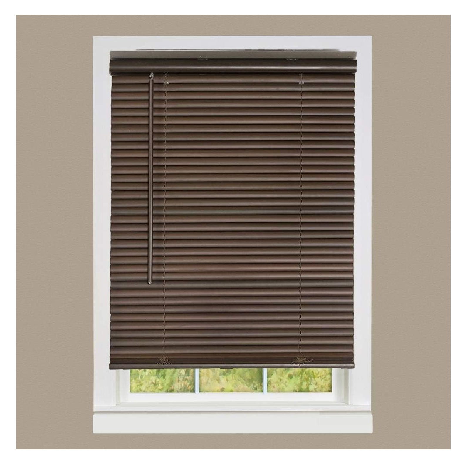 YOSITiuu 1" Vinyl Slats Room Darkening Cordless Window Blinds, 64L x 35W Inches Manual Operation ...