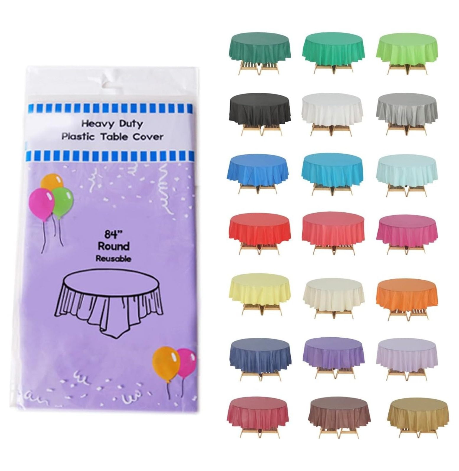 YOSITiuu 6 Pack 84 Inch Plastic Table Cover, Lavender Round Disposable ...