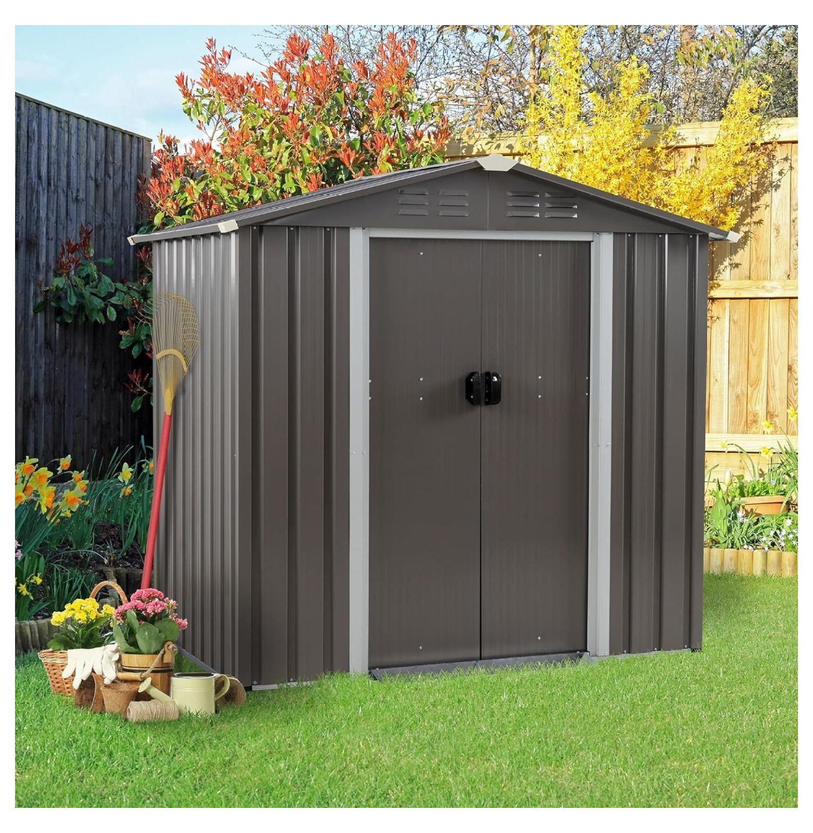 YOSITiuu 6 x 4 x 6 FT Outdoor Storage Shed Clearance with Lockable Door ...