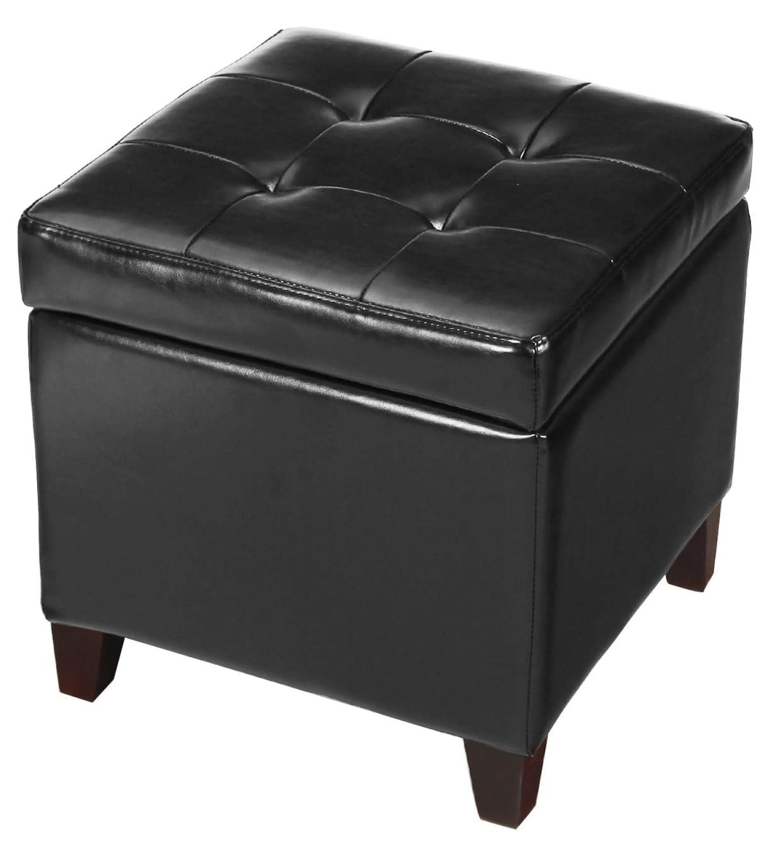 YOSITiuu Bonded Leather Square Tufted Cubic Cube Footstool, 18" Height ...