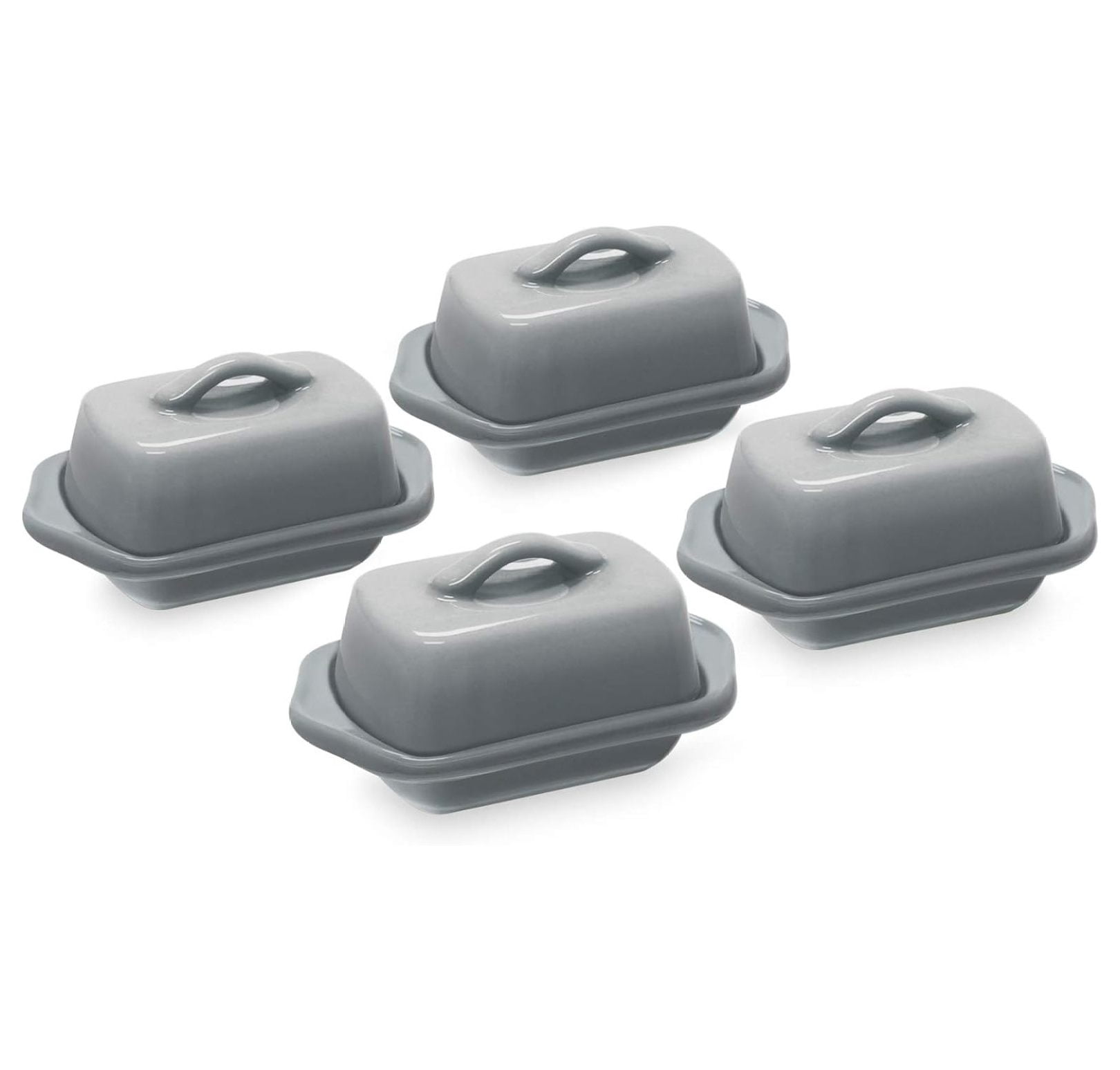YOSITiuu Ceramic Mini Butter Dish, Set of 4, 5 inch, Fade Grey ...