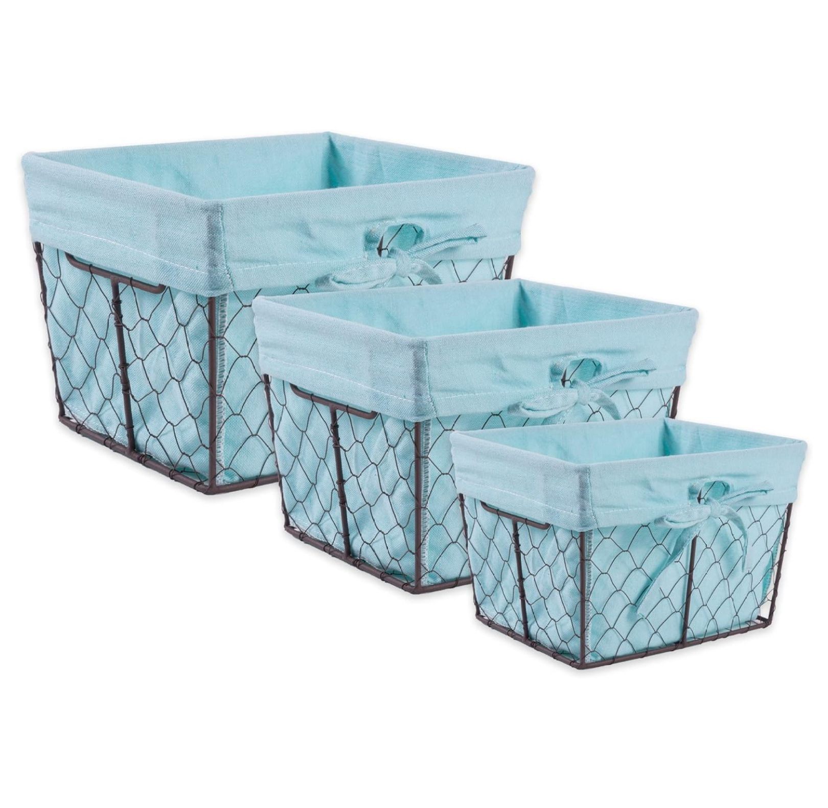 YOSITiuu Farmhouse Chicken Wire Storage Baskets with Liner, Set of 3 ...