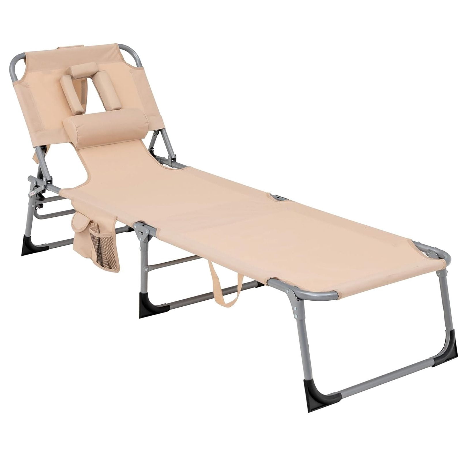 YOSITiuu Tanning Chair, Folding Beach Lounger with Face Arm Hole ...