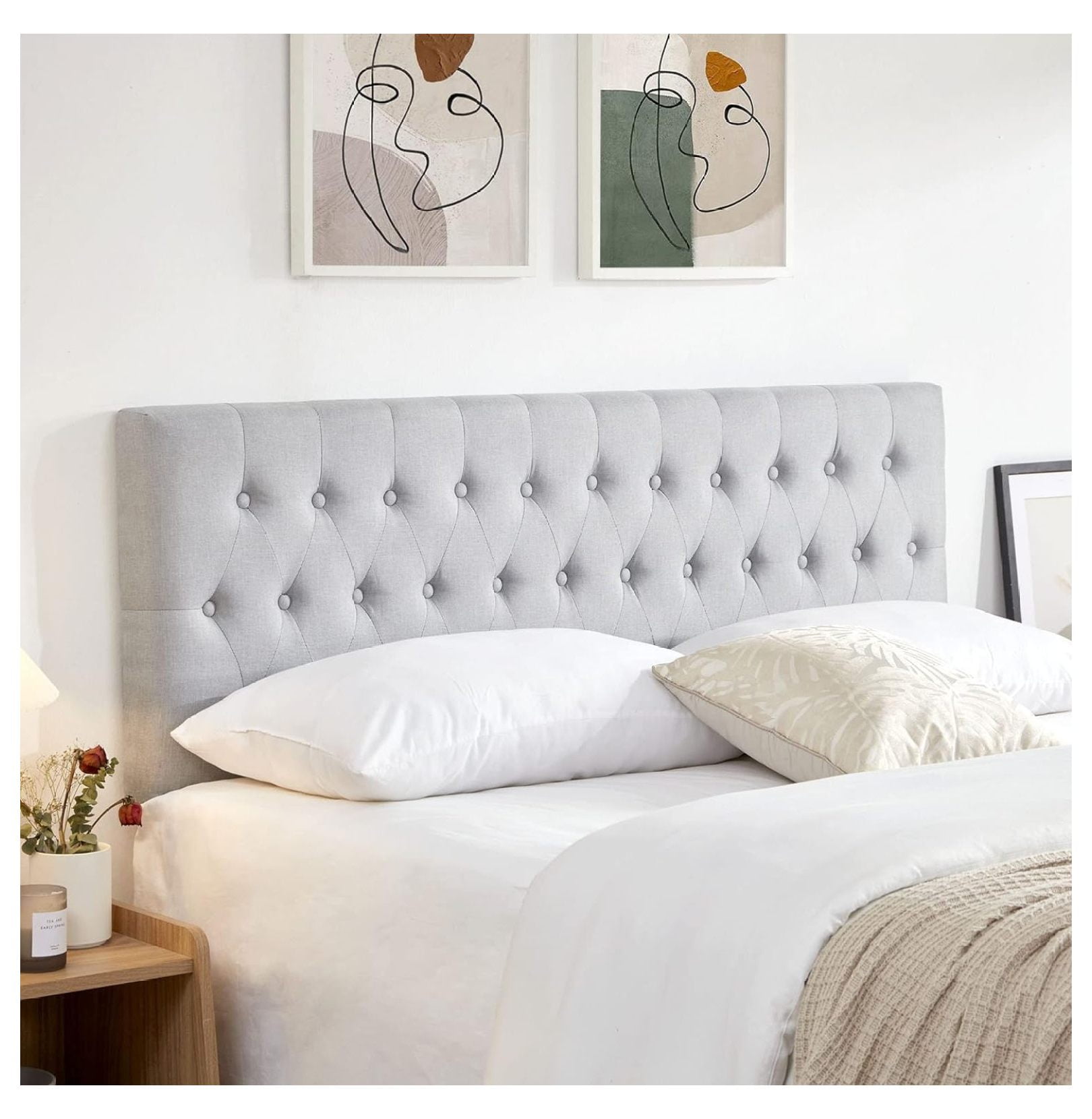 YOSITiuu Tbfit Tufted Upholstered Full Size Bed Headboard in Modern ...