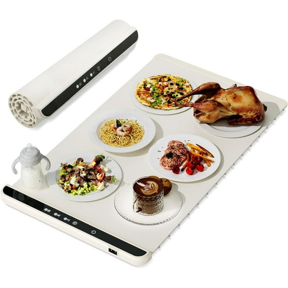 YOSUOPOC Large Food Warming Mat, 25.6 x 15 Inch Electric Buffet Warmer with 3 Temperature ...