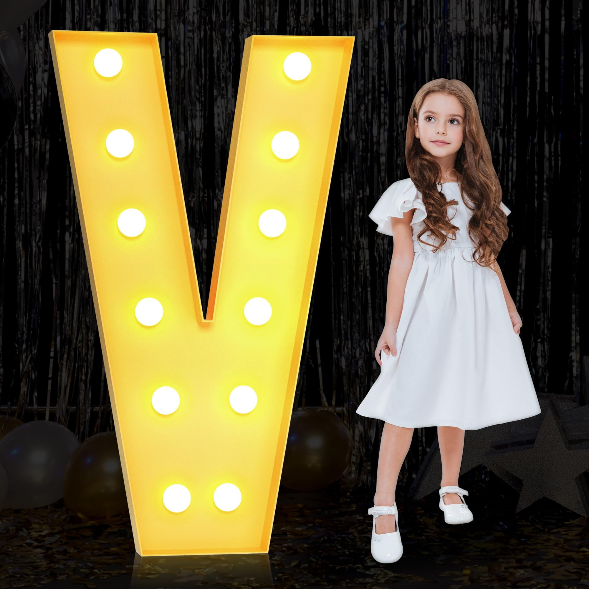 YOSWPP 4FT Large Marquee Light Up Letters Numbers Giant Mosaic Balloon Frame,Wedding Backdrop ...