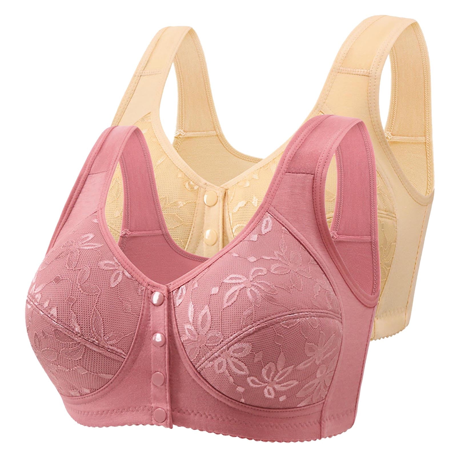 YOTAMI 2-Pack Bras for Women Front Closure Plus Size Push Up Daily ...