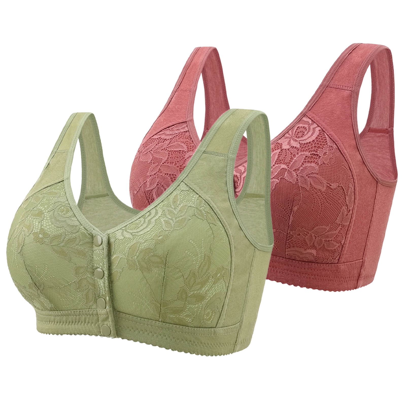 YOTAMI 2-Pack Bras for Women Front Closure Plus Size Push Up Underwear ...