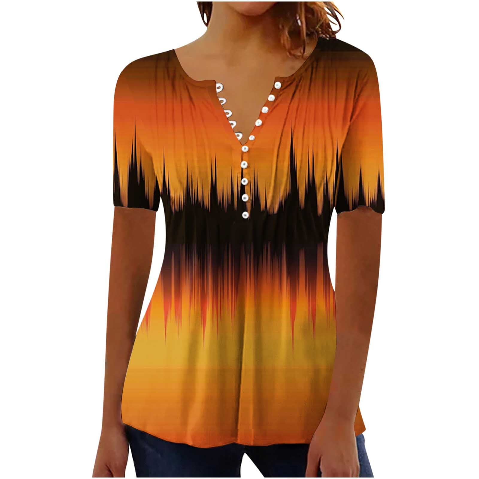 YOTAMI Womens Tops Plus Size Dressy Casual Blouses Short Sleeve Pleated ...