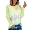 Yotami Tie Dye Shirt Women Long Sleeve Crew Neck Casual Pullover Tops
