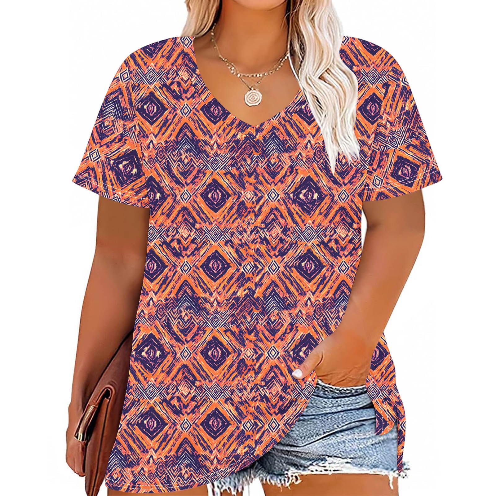 Take A Look About Plus Size V Neck Graphic Tees