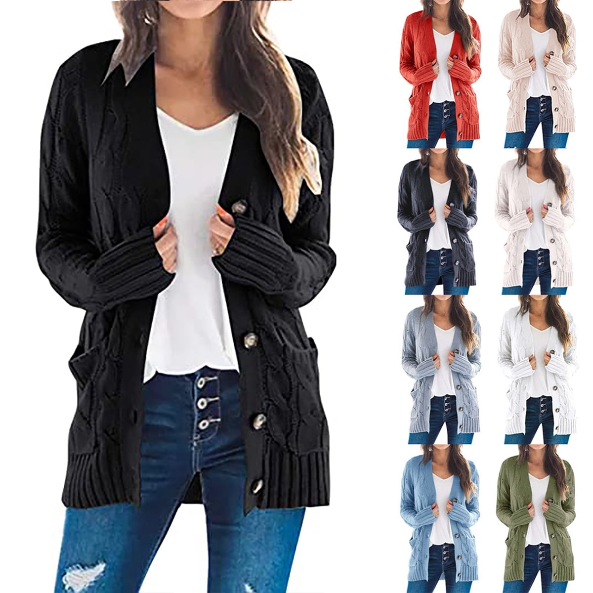 YOTAMI Women's Knit Cardigan Sweaters 2023 Winter Oversized Long Sleeve ...